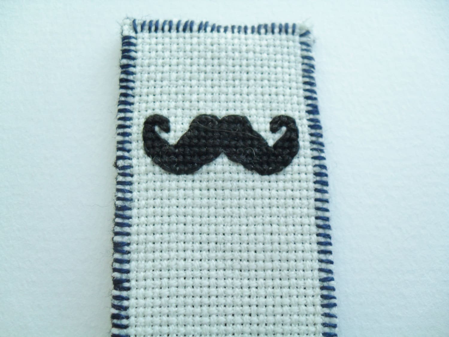 Mustache cross stitch bookmark | Etsy
