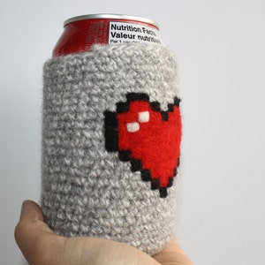 8-bit Heart Can Cozy Needle Felted - Etsy