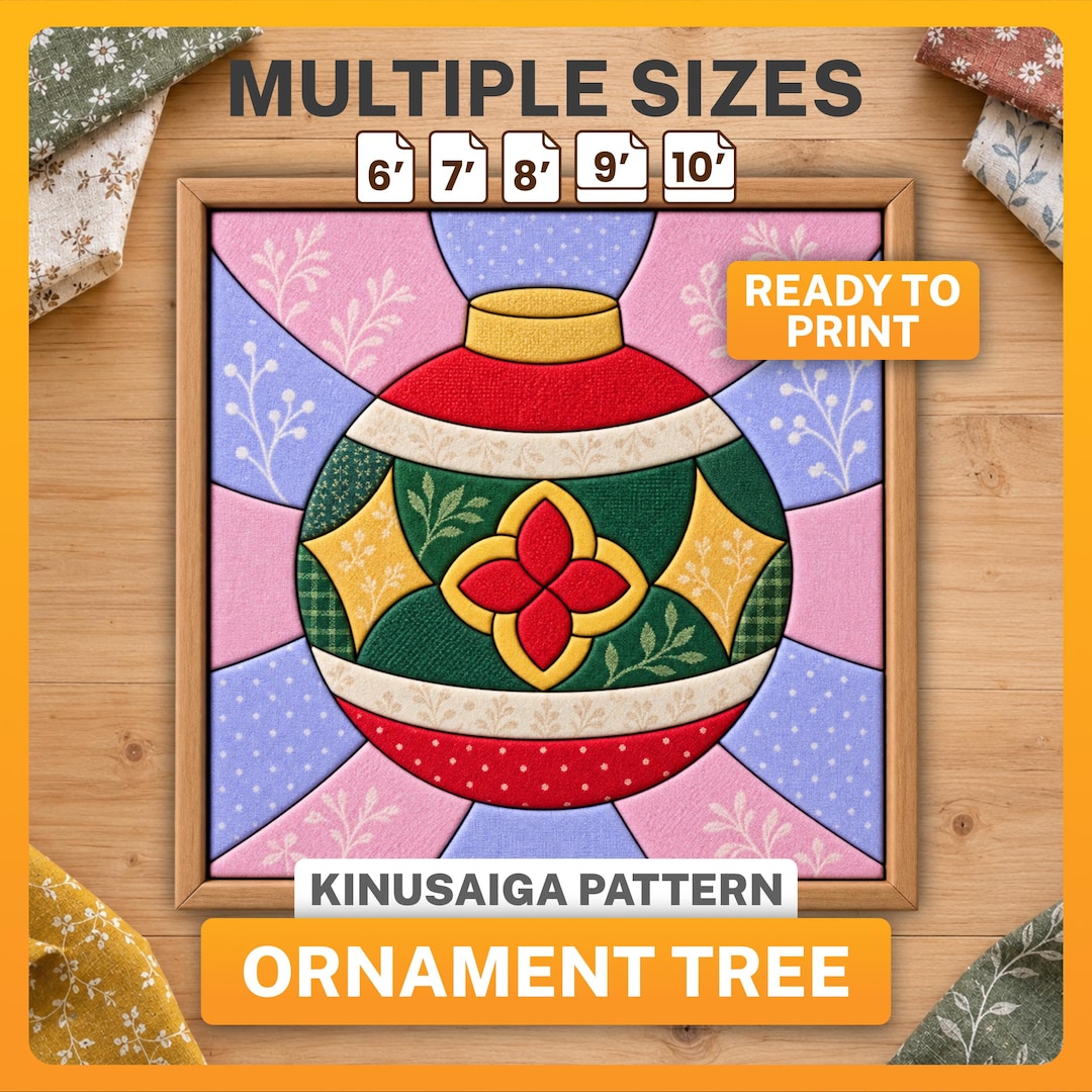 Kinusaiga Pattern Ornament Tree PDF, Christmas Fabric Art Template ...