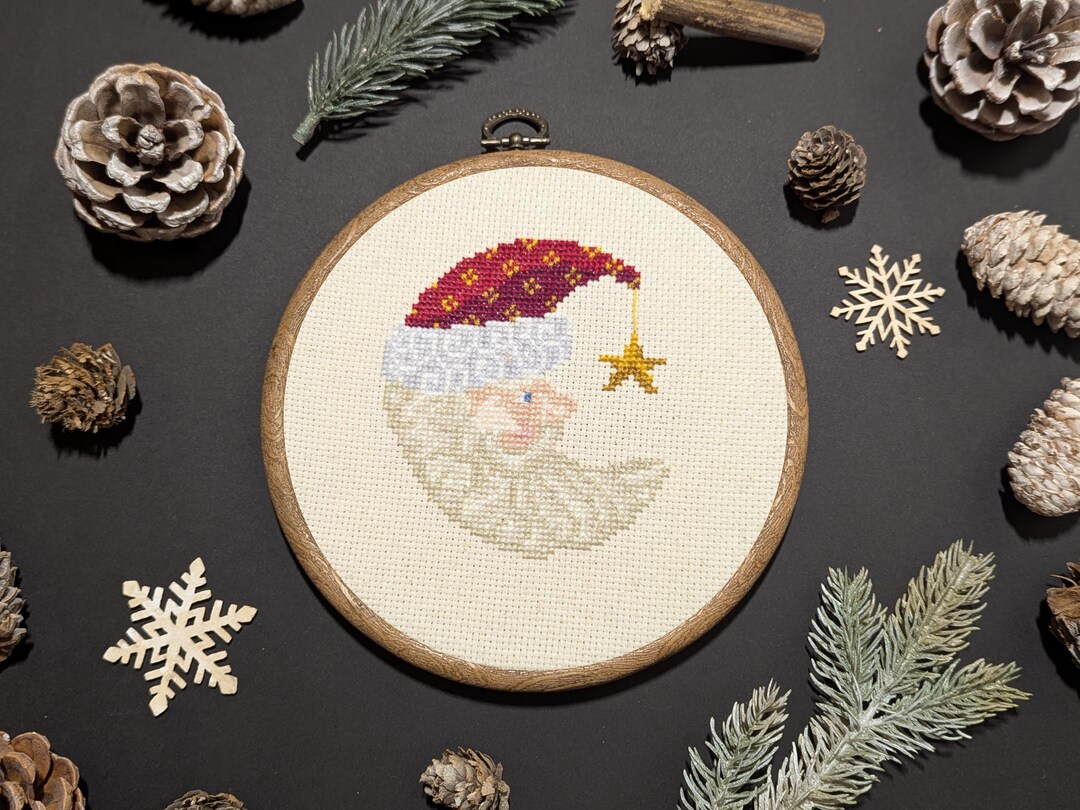 The Man in the Moon (santa) Counted Cross-stitch Pattern | Instant ...