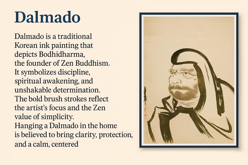 Dalmado “mind” – Korean Bodhidharma Zen Art Printable Wall Decor - Etsy