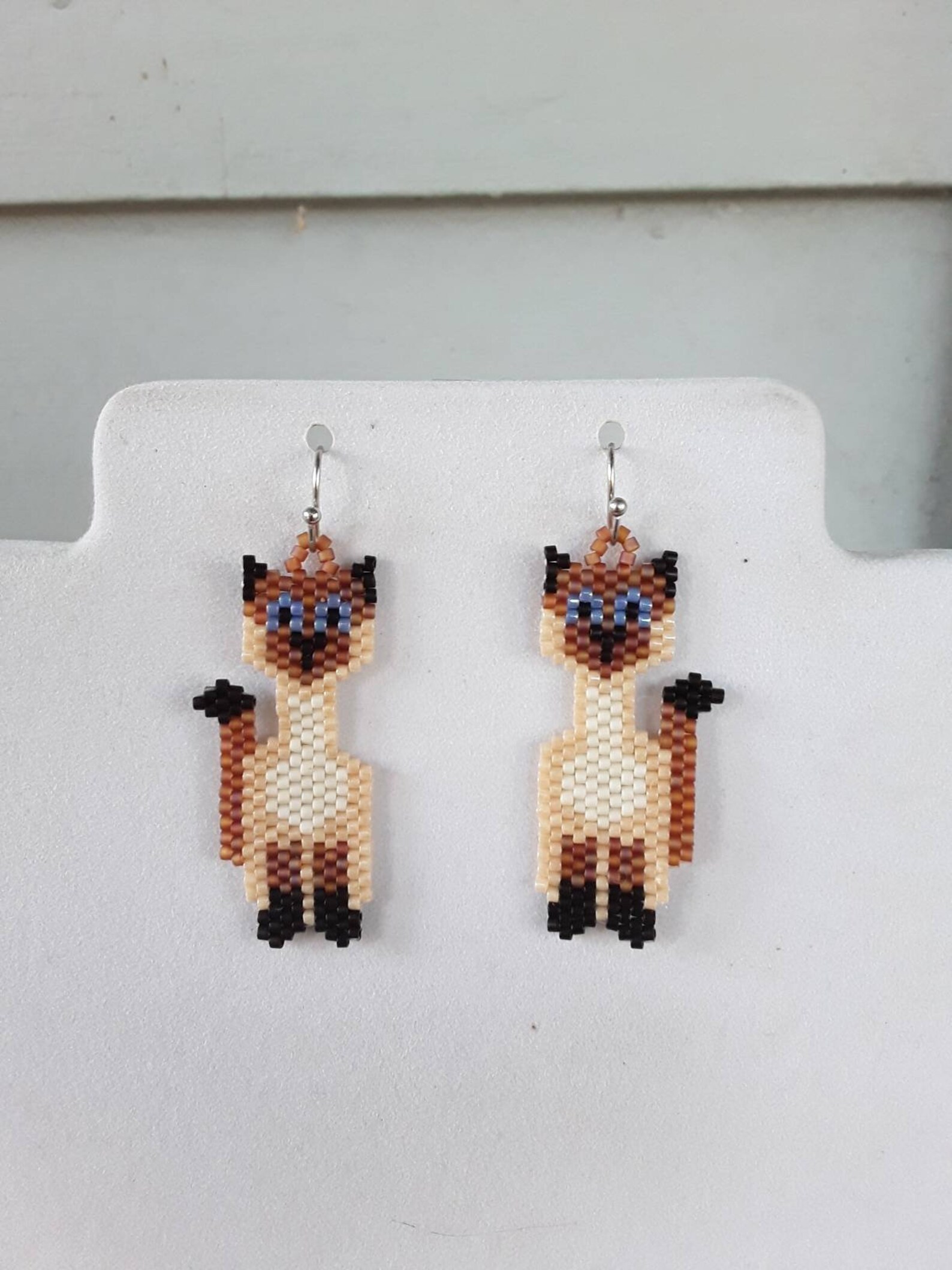 Native Beaded Style Siamese Cat Earrings Boho Southwestern | Etsy
