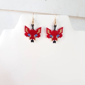 Native American Style Beaded Red and Gold Fox Animal Wildlife Earrings ...