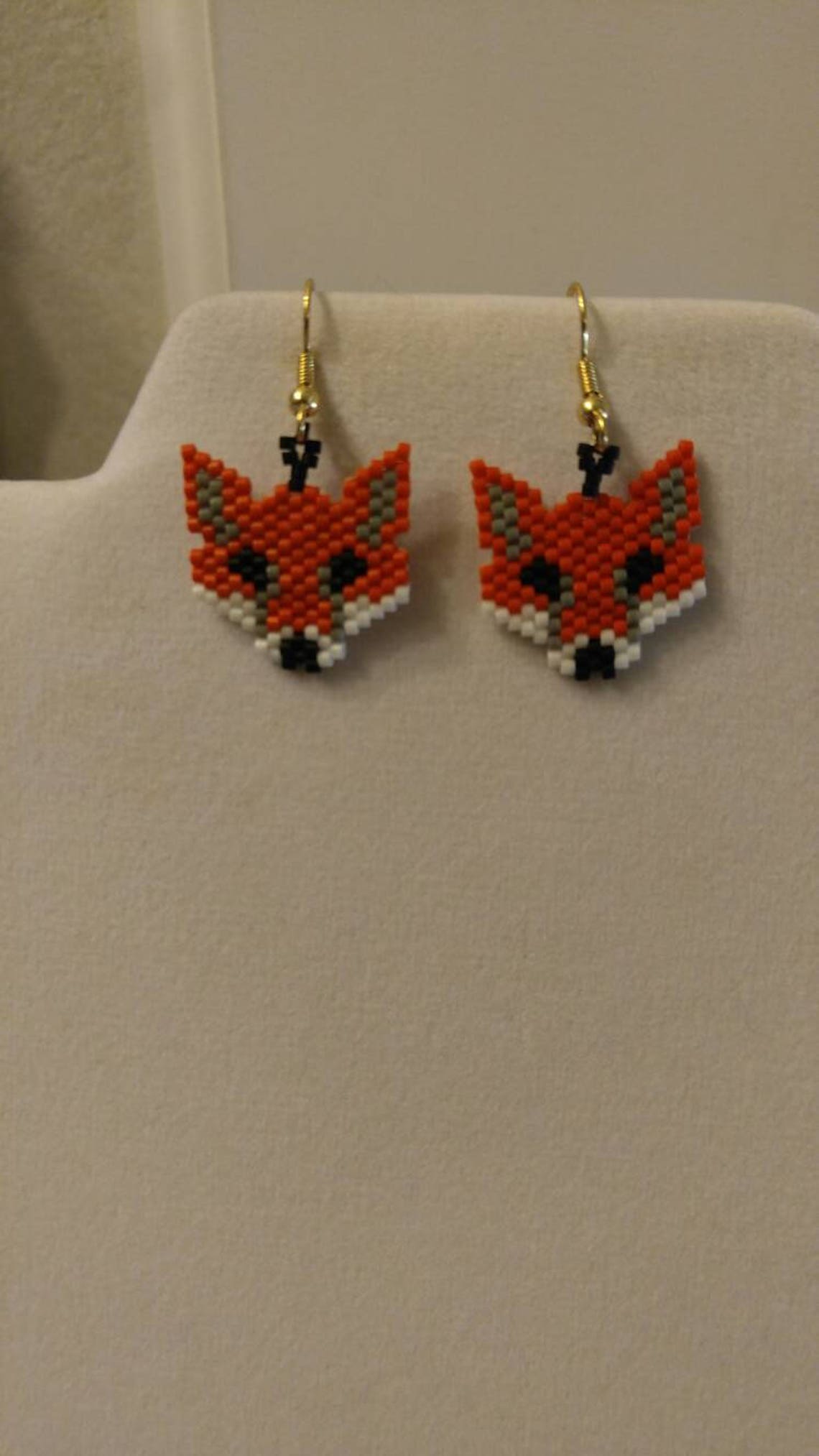 Native American Style Beaded Fox Animal Wildlife Earrings | Etsy