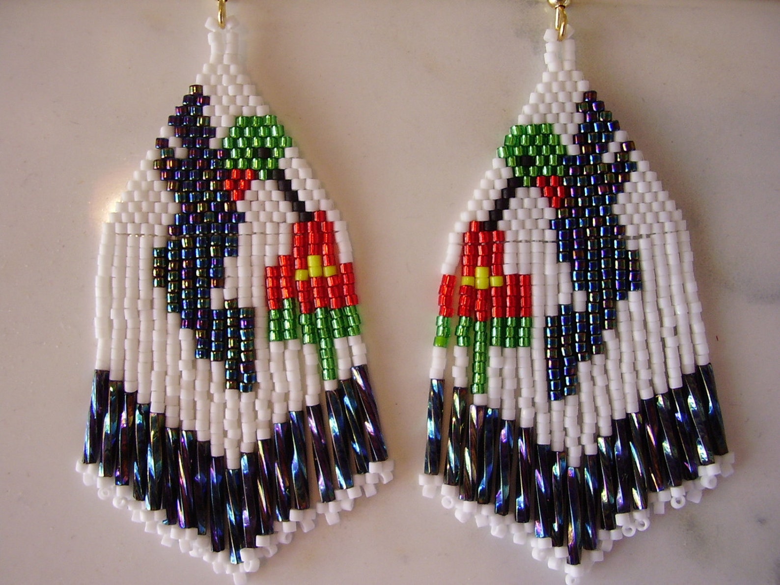 Native American Style Beaded Hummingbird Earrings Boho - Etsy Canada