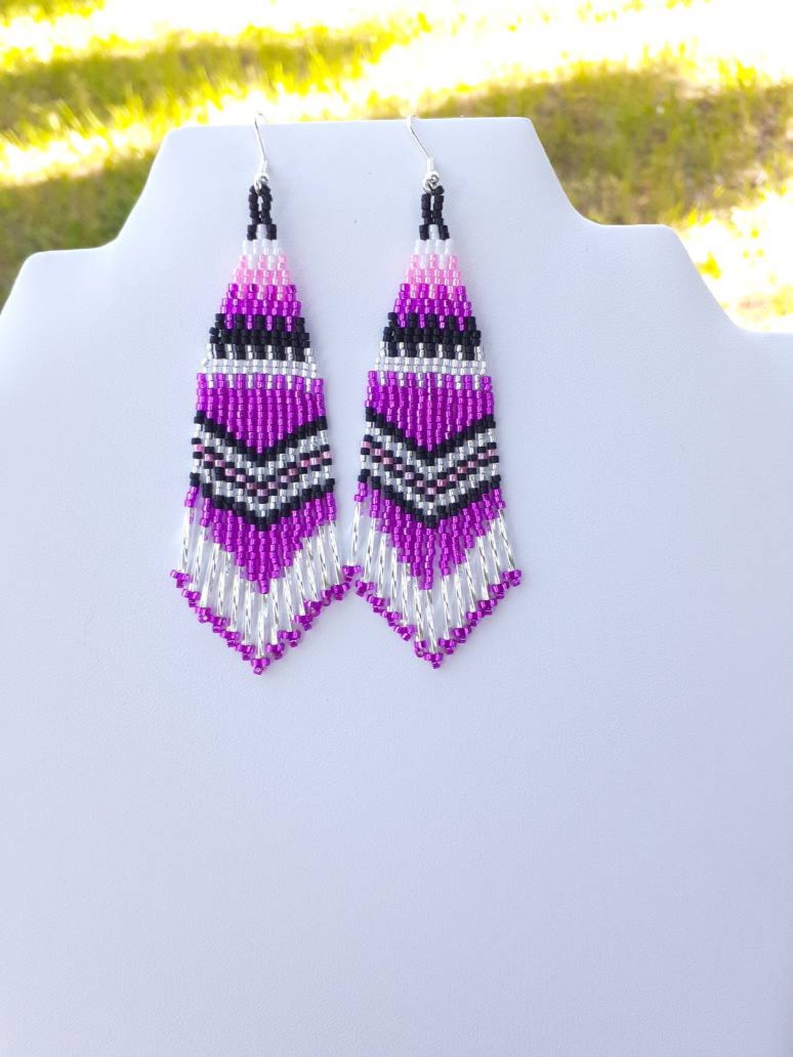 Native American Style Beaded Black Light Pink Hot Pink Siver - Etsy