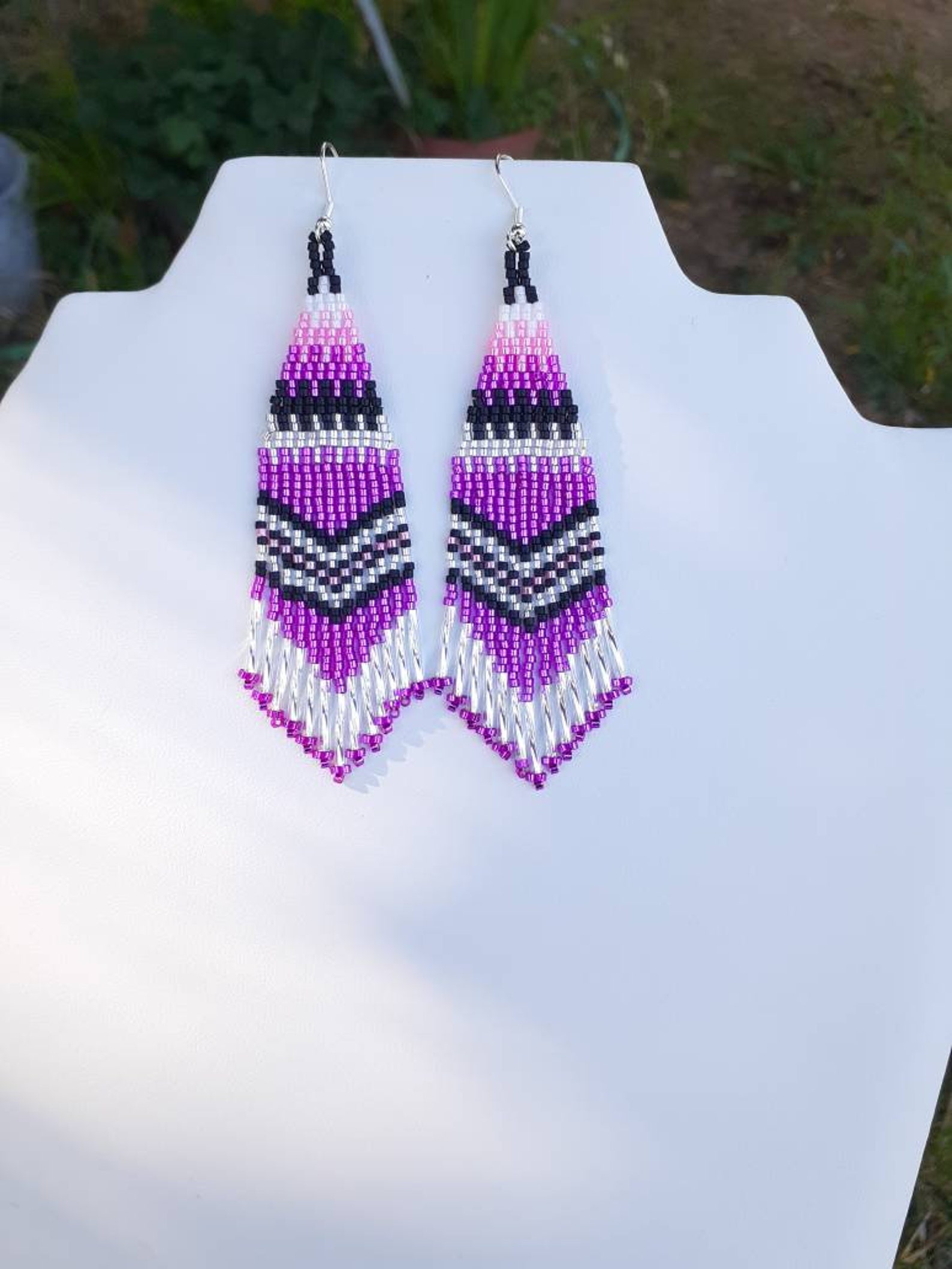 Native American Style Beaded Black Light Pink Hot Pink Siver - Etsy