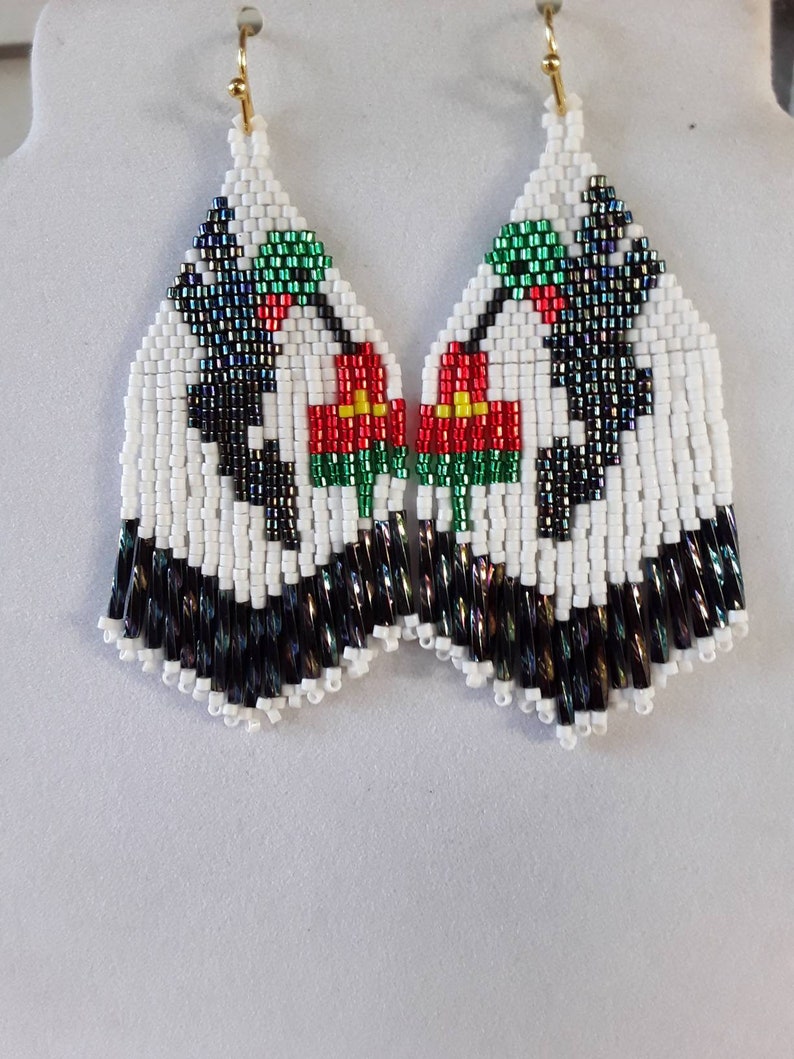 Native American Style Beaded Hummingbird Earrings Boho - Etsy