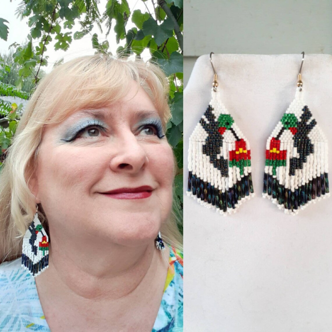 Native American Style Beaded Hummingbird Earrings Boho - Etsy Canada