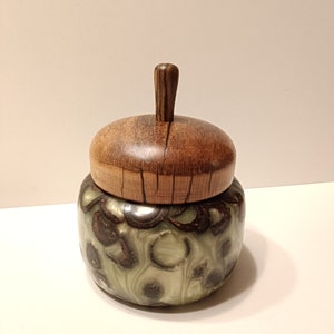 Acorn Caps and Green Resin Lidded Acorn Bowl Lathe Turned Acorn Box ...