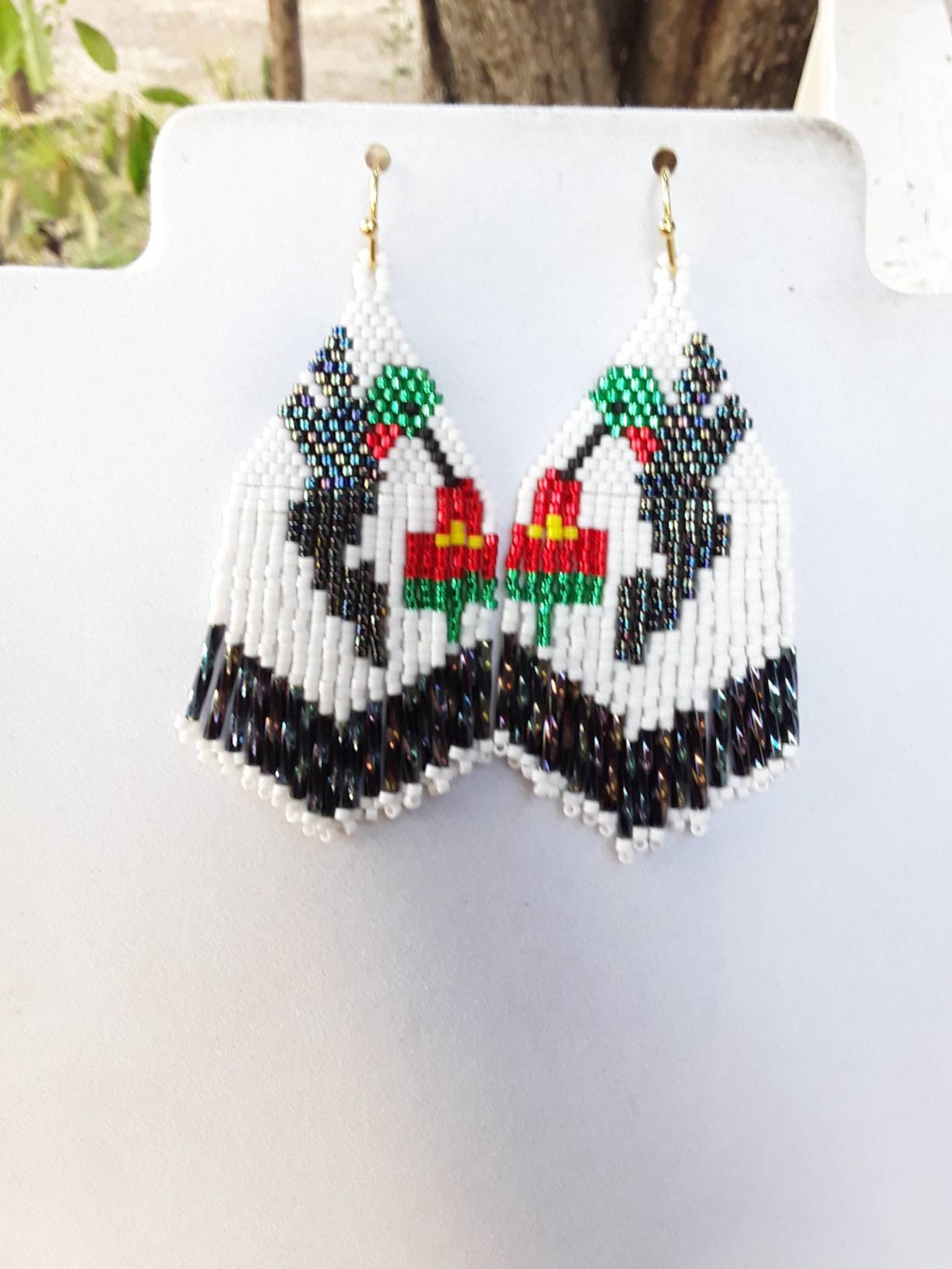 Native American Style Beaded Hummingbird Earrings Boho - Etsy