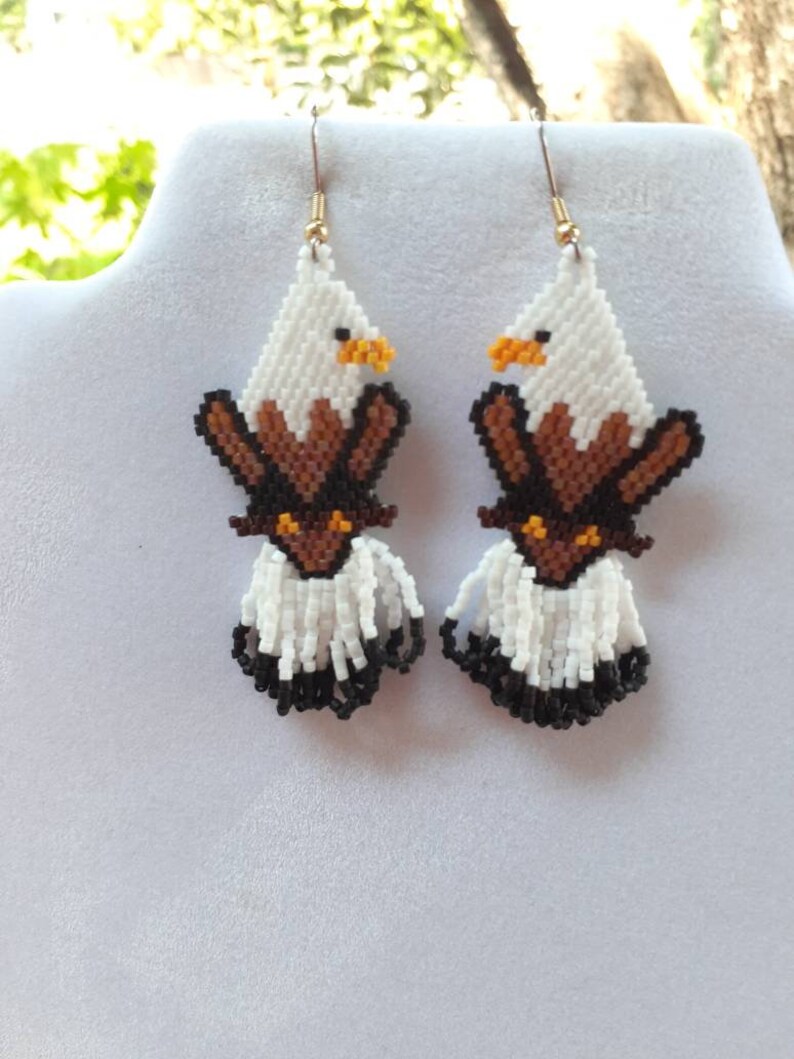Native American Style Beaded Eagle Animal Wildlife Earrings | Etsy