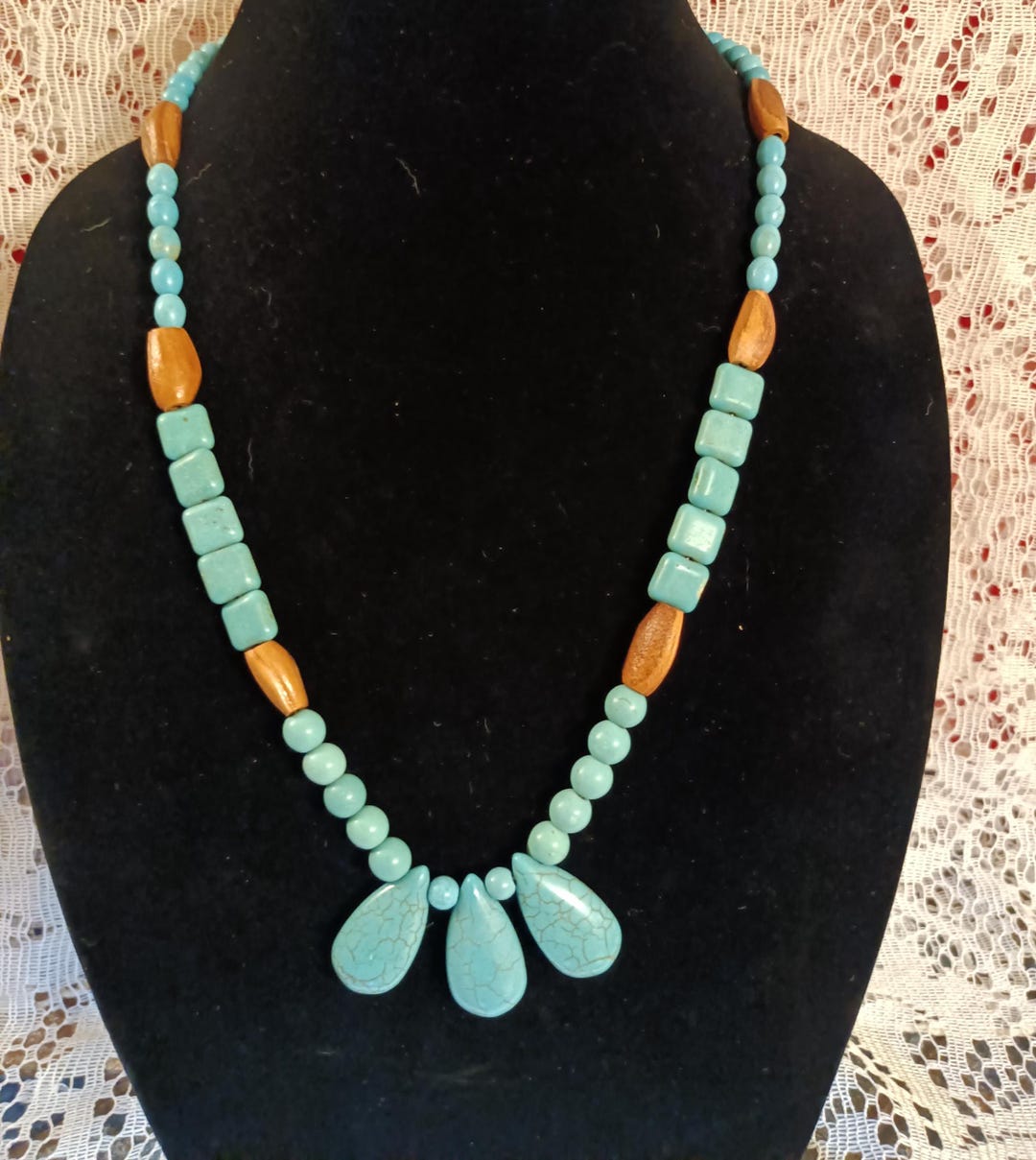 Turquoise Pine Nuts Beads Statement Necklace Southwestern, Hippie ...