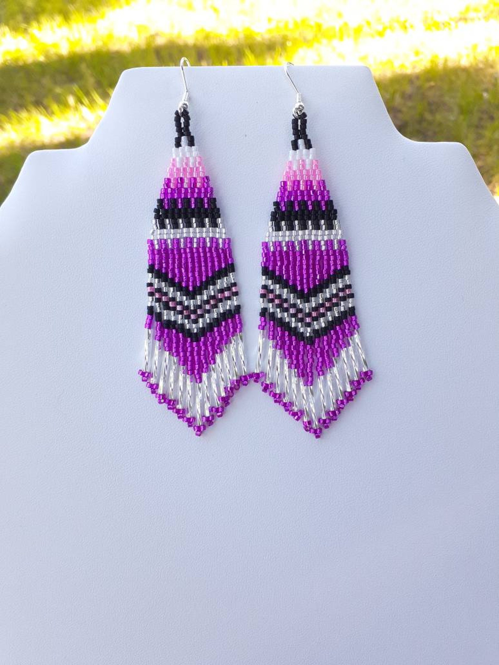Native American Style Beaded Black Light Pink Hot Pink Siver - Etsy