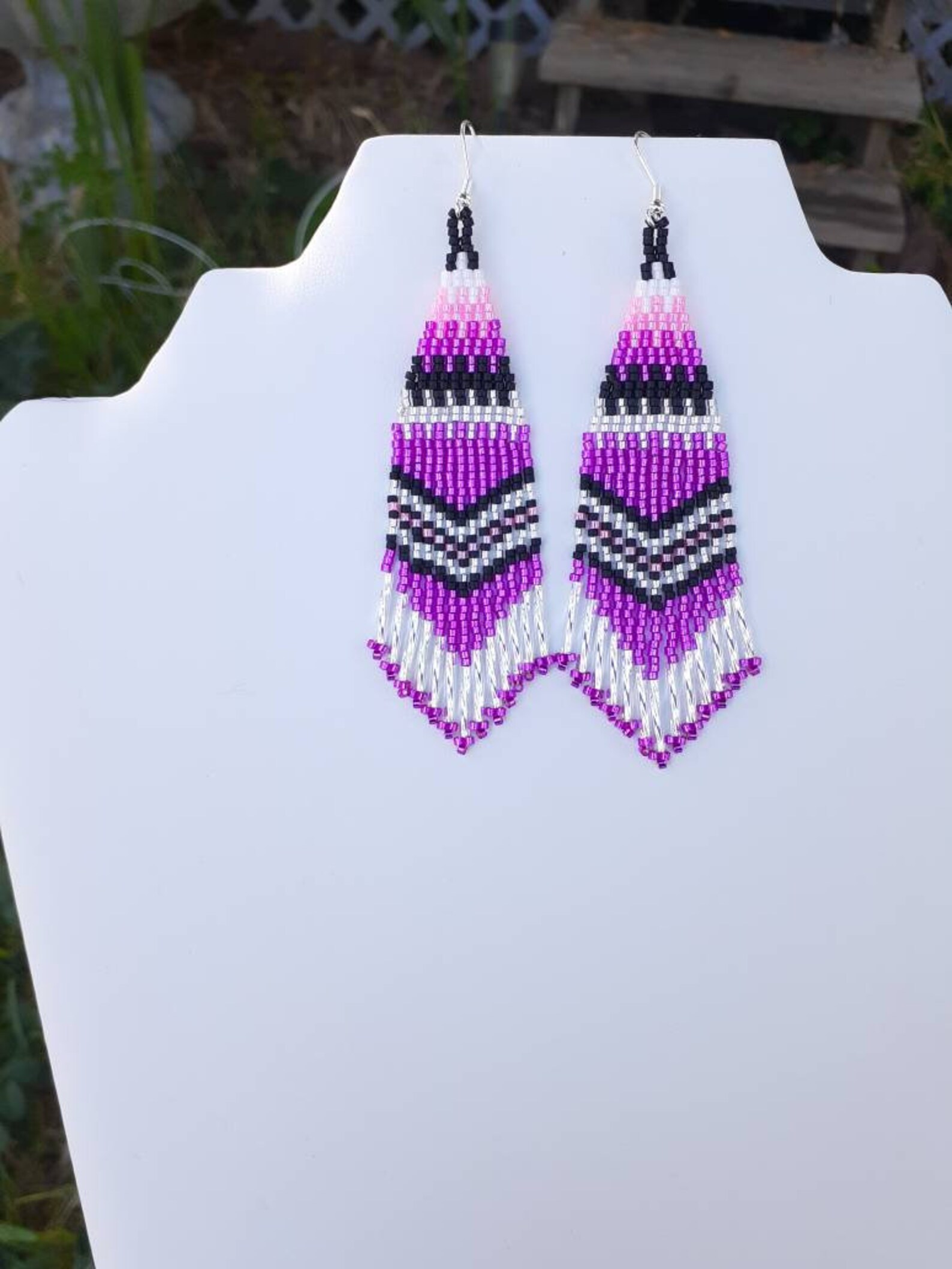 Native American Style Beaded Black Light Pink Hot Pink Siver - Etsy