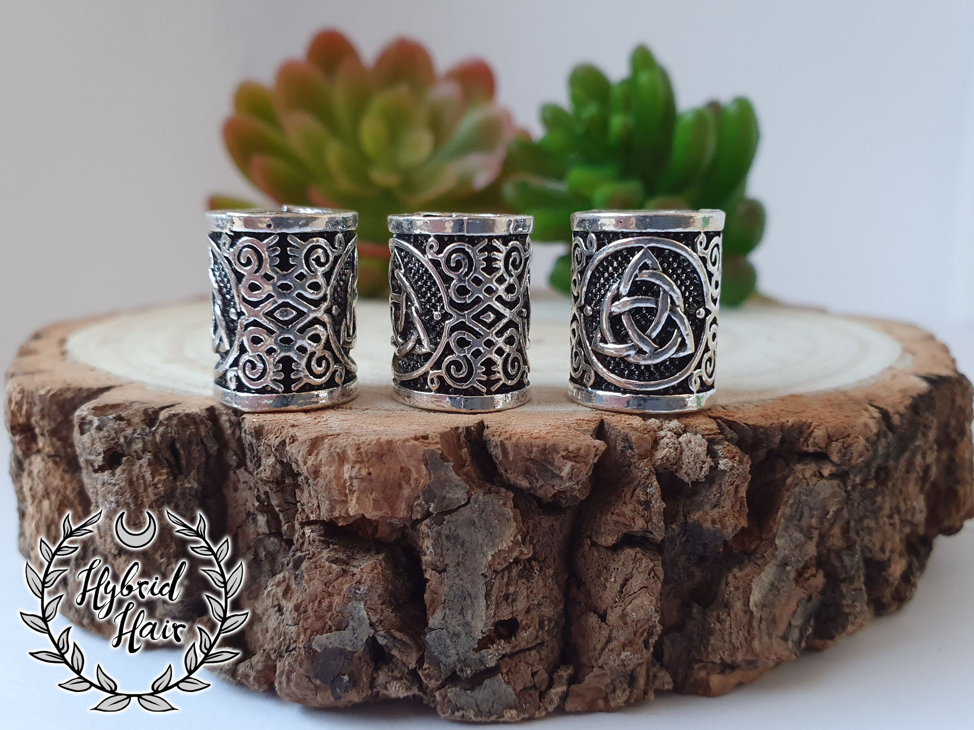 Viking Norse Celtic Dreadlock Beard Large Bead Silver Design 1 | Etsy