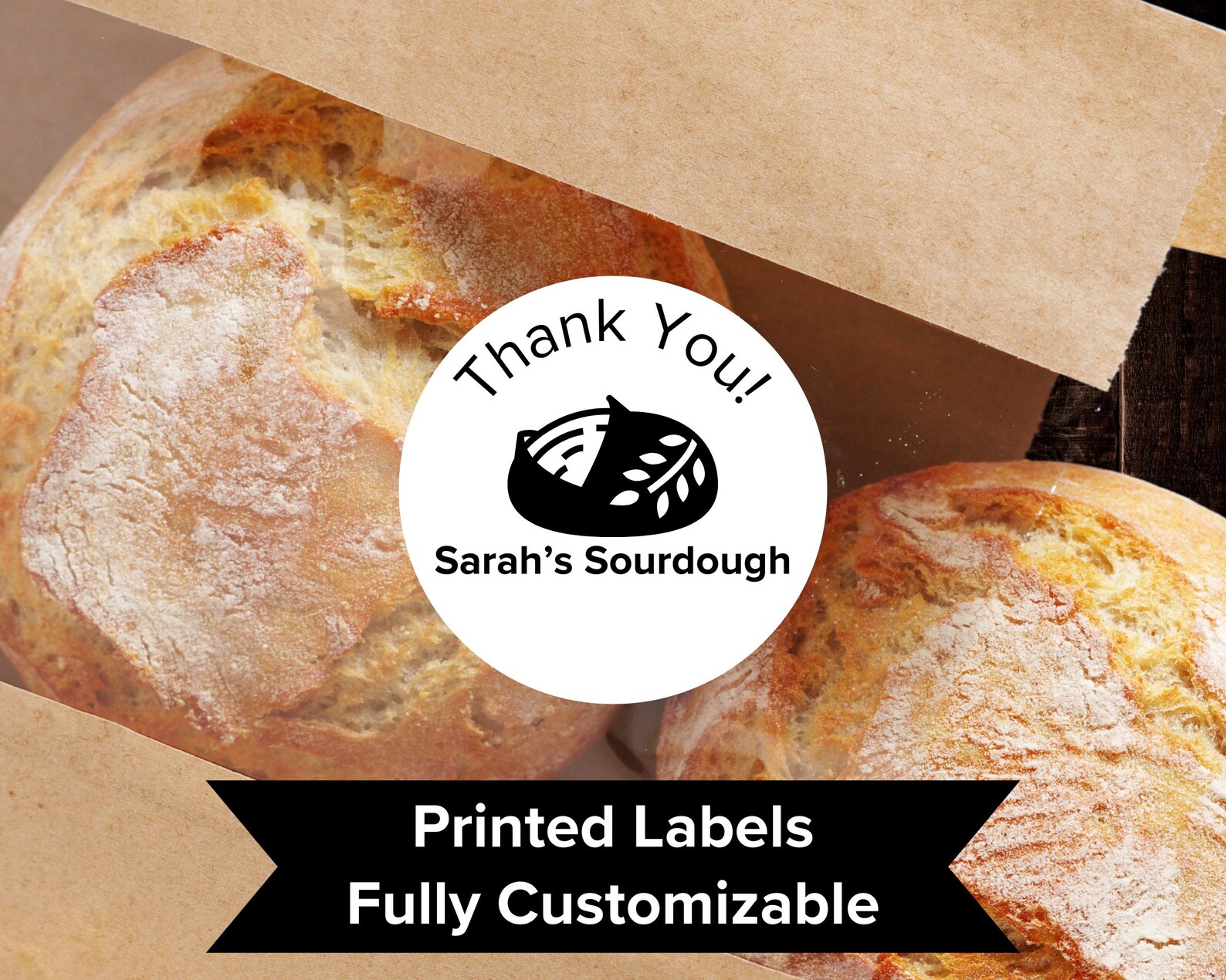 Custom Cottage Bakery Thank You Stickers, 2" Round - Etsy