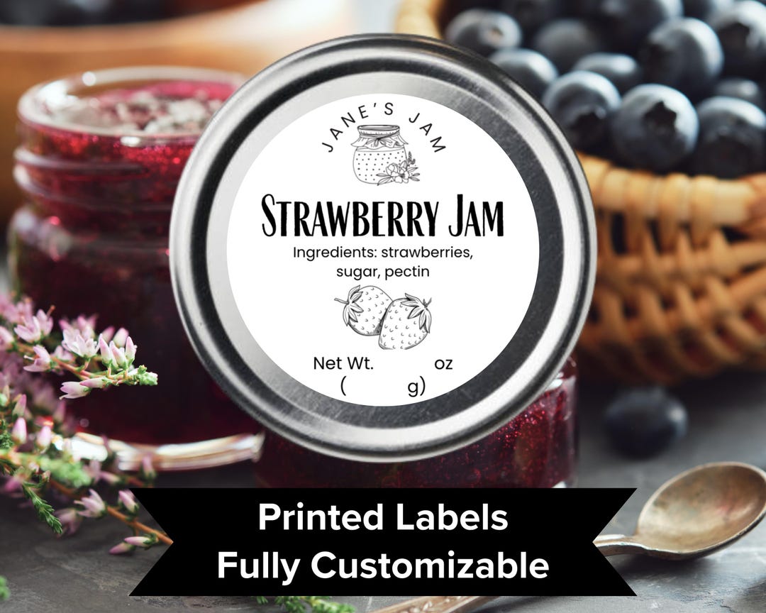 Custom Jam Jar Labels, 2" Round or Square, Cottage Food Compliant ...