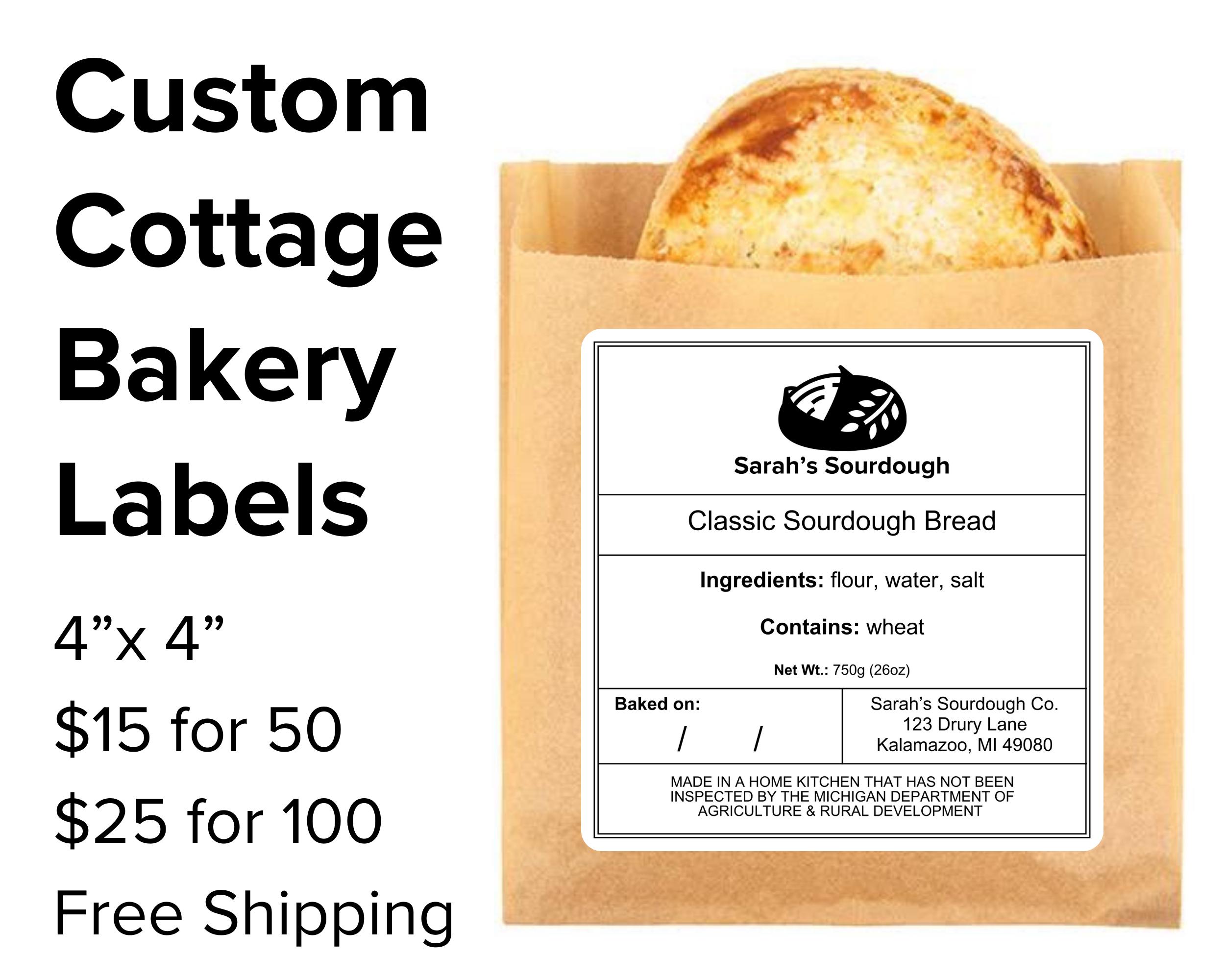 Custom Cottage Bakery Labels, 4"x4" - Etsy