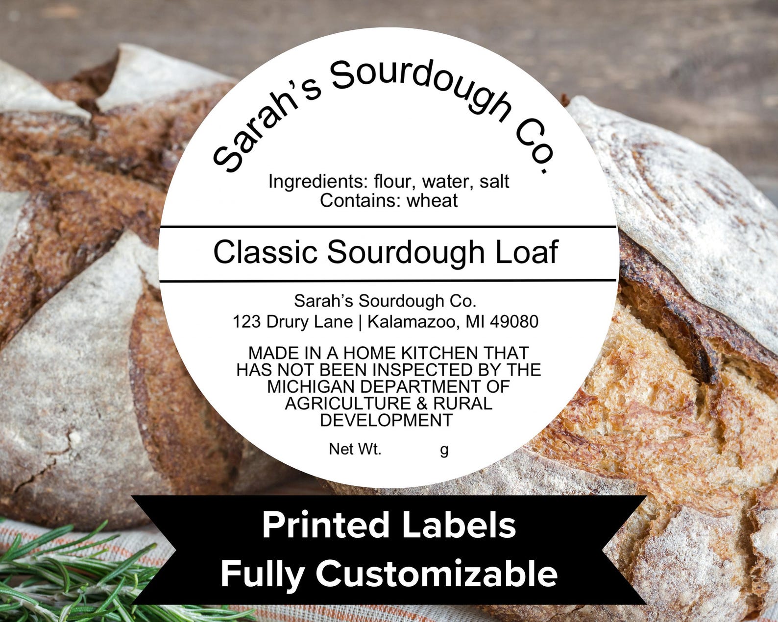 Custom Cottage Bakery Labels, 3” Round - Etsy