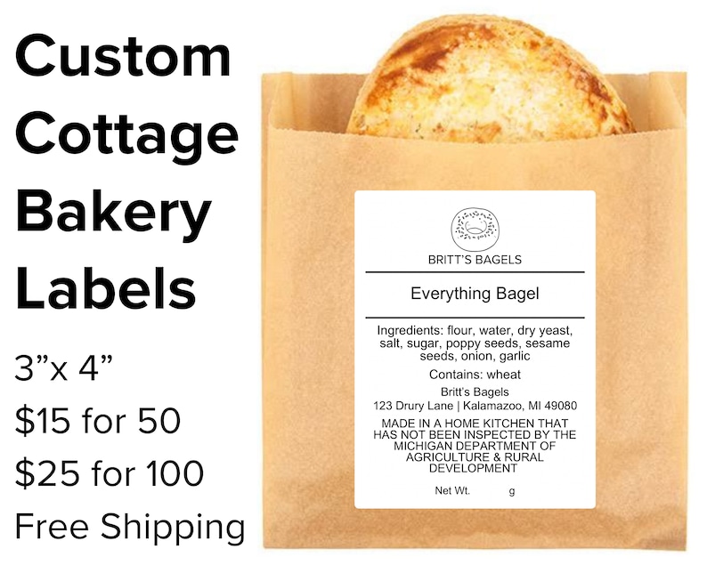 Custom Cottage Bakery Labels, 3”x4” - Etsy