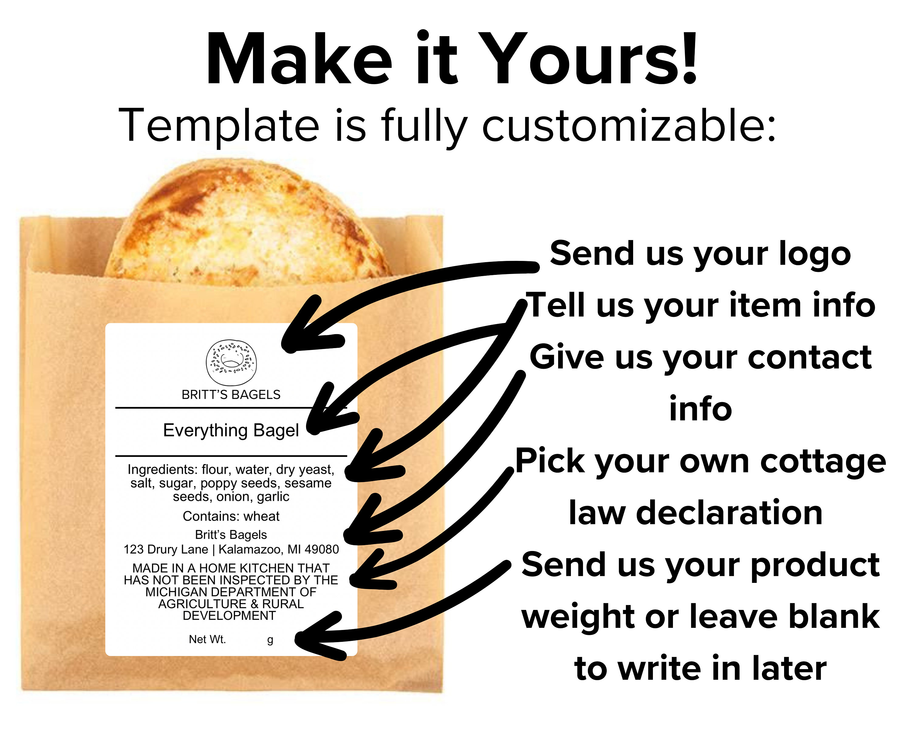 Custom Cottage Bakery Labels, 3”x4” - Etsy