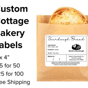 Custom Cottage Bakery Labels, 4"x3" - Etsy