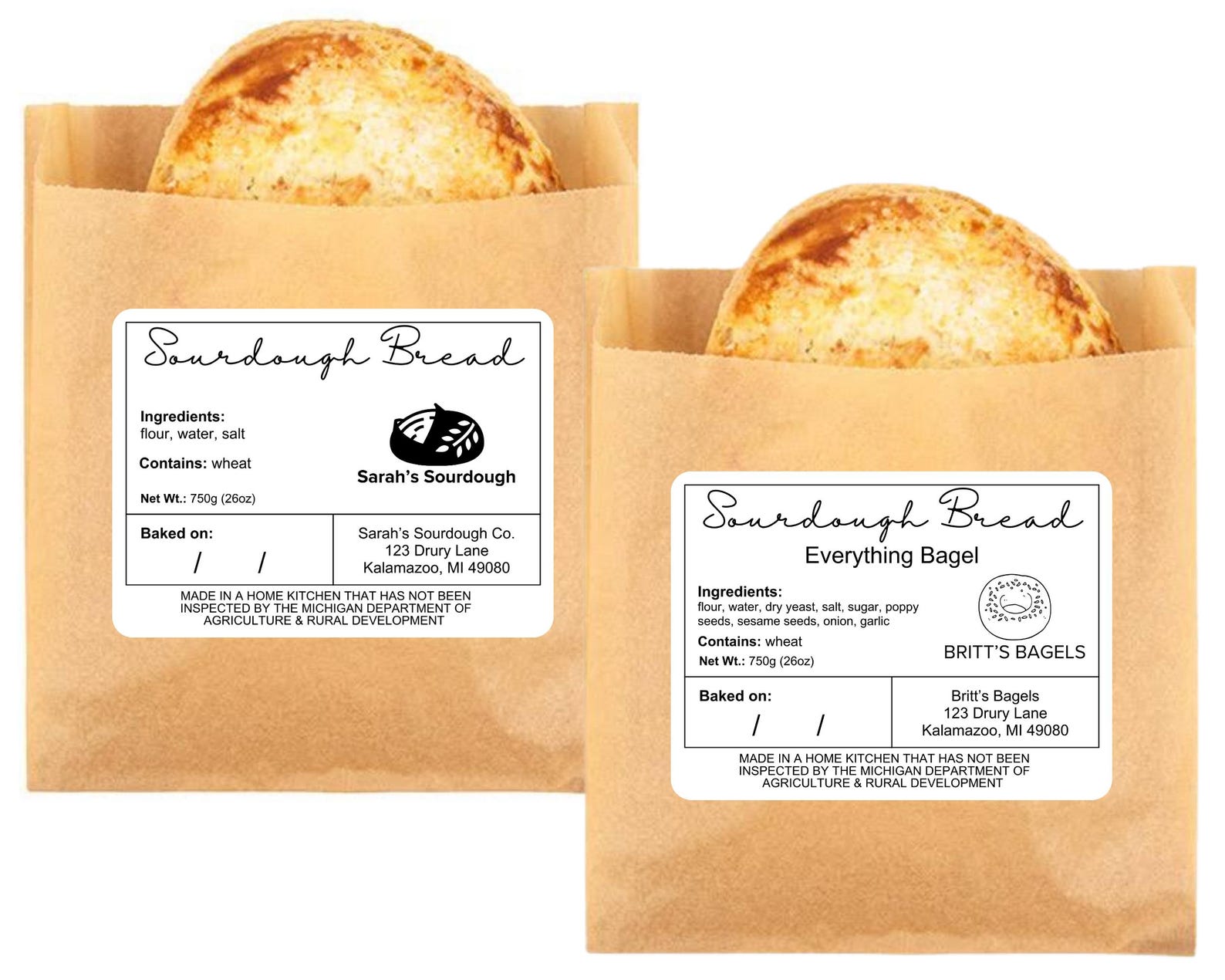 Custom Cottage Bakery Labels, 4"x3" - Etsy