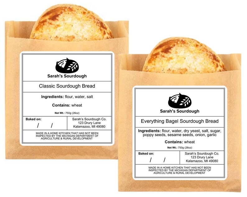 Custom Cottage Bakery Labels, 4"x4" - Etsy