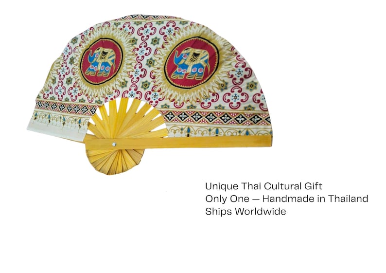 Handmade Thai Elephant Fan – Unique Cultural Gift – One-of-a-kind Home ...