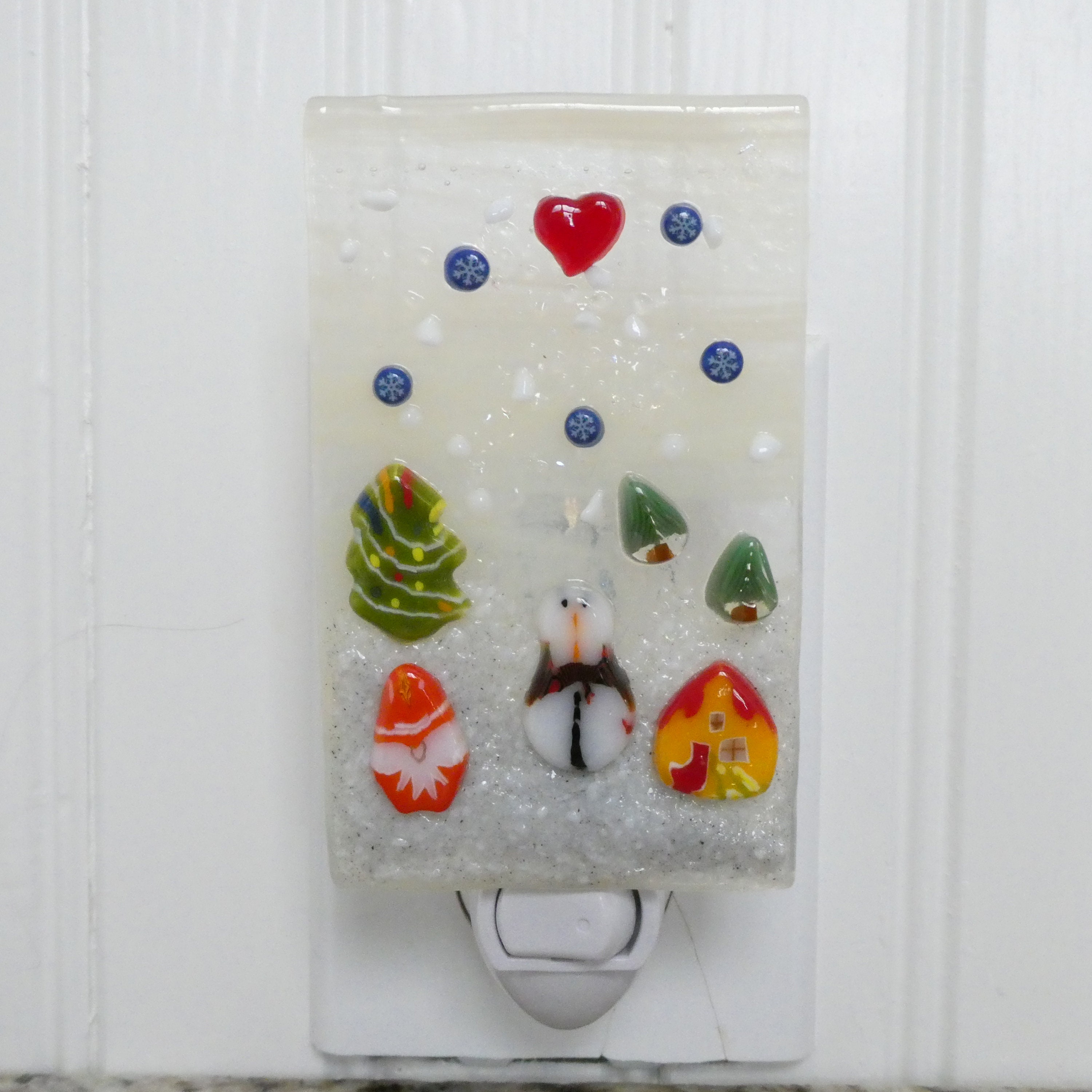 Fused Art Glass Christmas Night Light OOAK by O'dare - Etsy