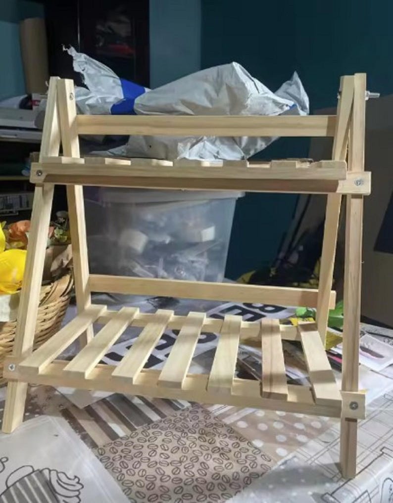 Wooden Folding Shelf Rack | 2 Tier Wood Organizer | Minimal ...