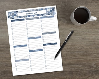 Printable Grocery List, Grocery Shopping List, Fillable PDF, Printable ...