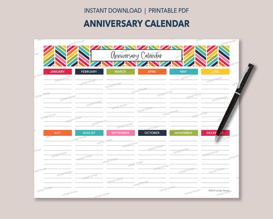 Printable Fillable Anniversary Tracker, Editable Perpetual Anniversary ...