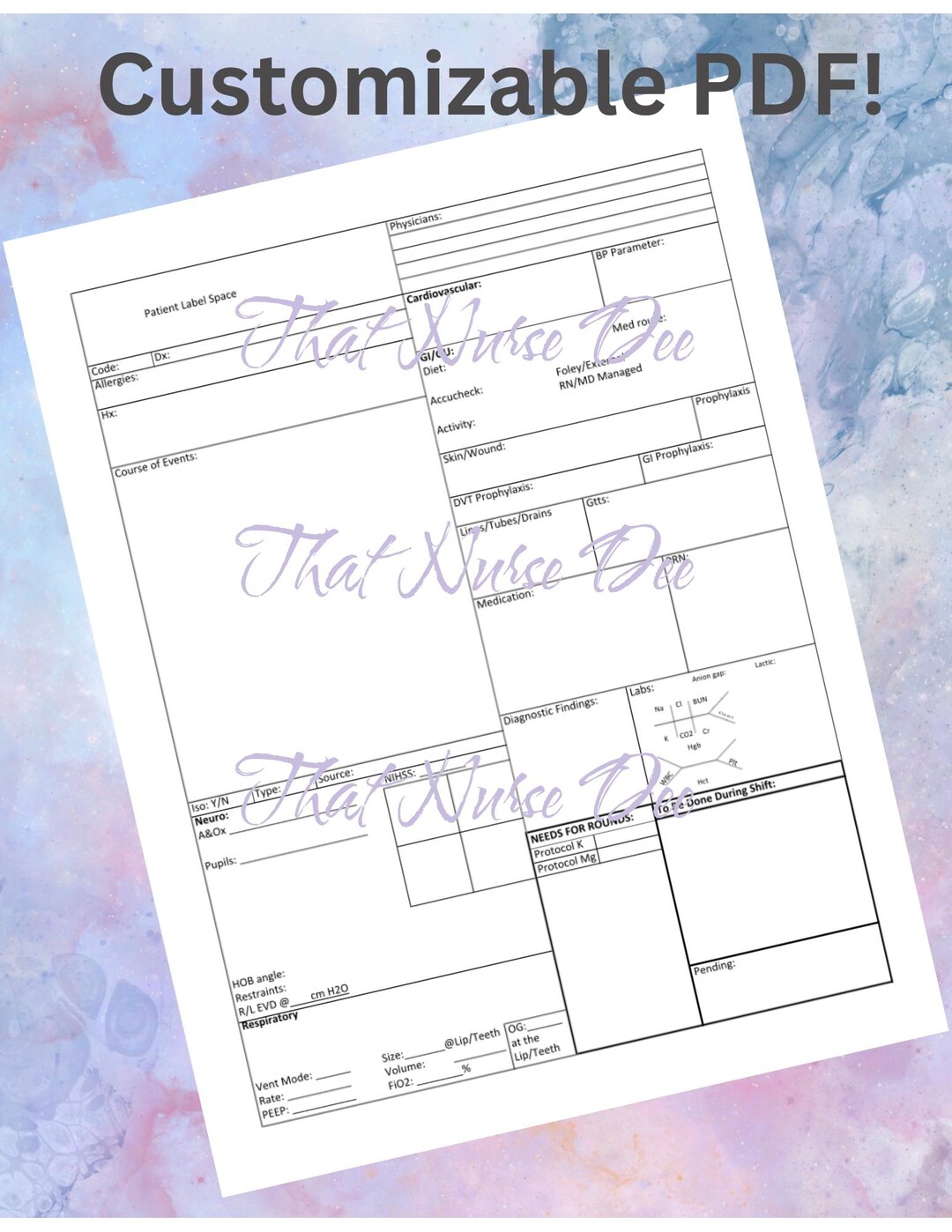 Neuro ICU Nurse Report Sheet Template, Bedside Report - Etsy