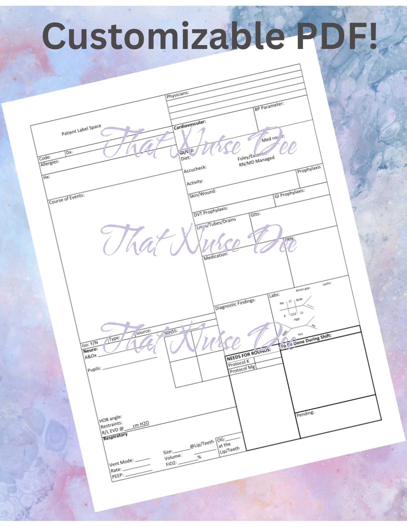 Neuro ICU Nurse Report Sheet Template, Bedside Report - Etsy