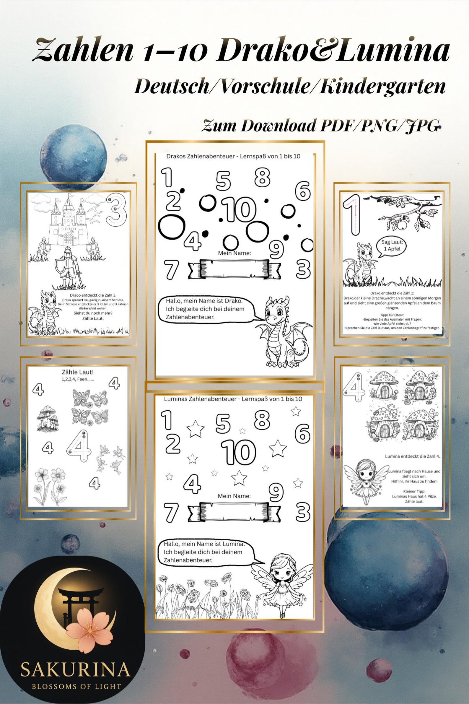 Numbers 1–10 With Drako and Lumina | German | Preschool and ...