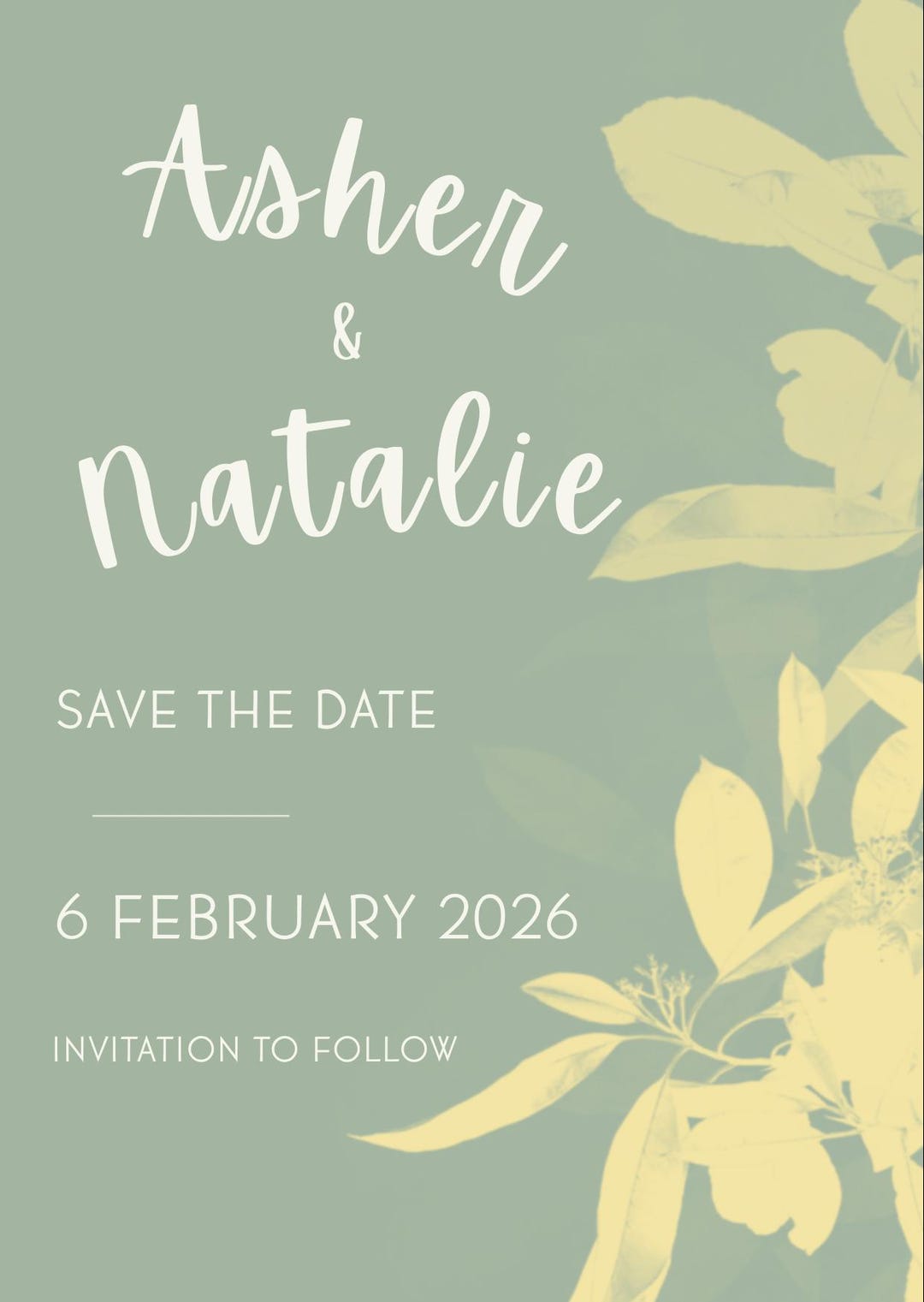 Digital Sage Green Minimal Botanical Garden Wedding | Simple Modern ...