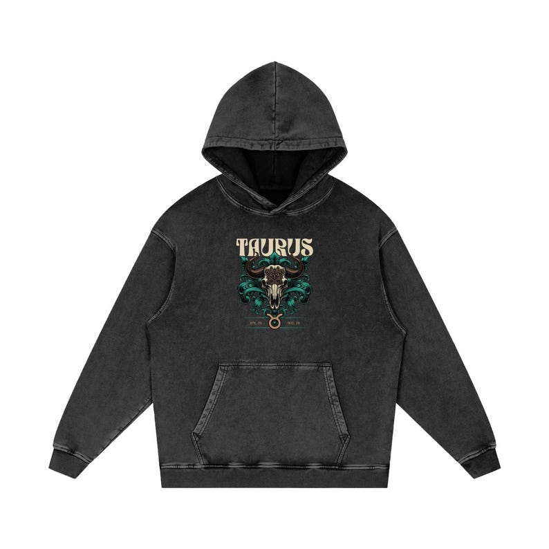 Taurus Zodiac Sign Snow Washed Oversized Hoodie - Etsy