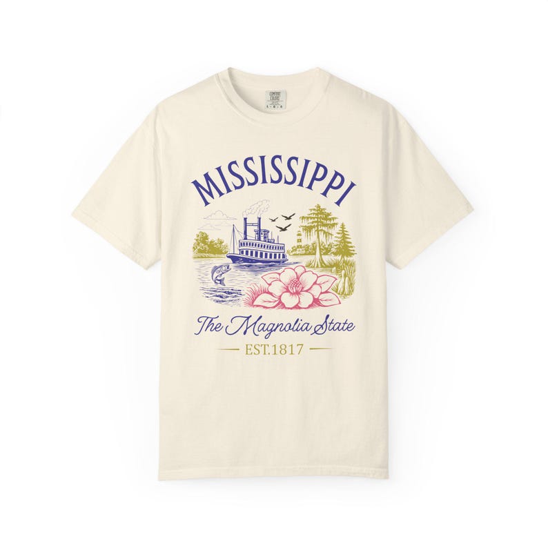 Mississippi Graphic T-shirt, the Magnolia State, Riverboat Magnolia ...