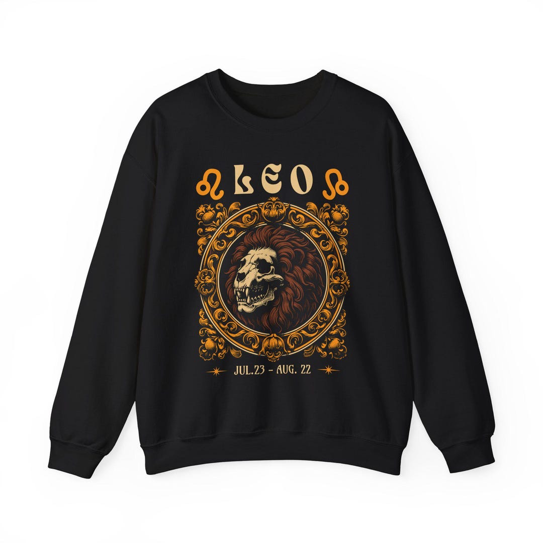 Leo Zodiac Sign Vintage Gothic Skeleton Graphic Sweatshirt - Etsy