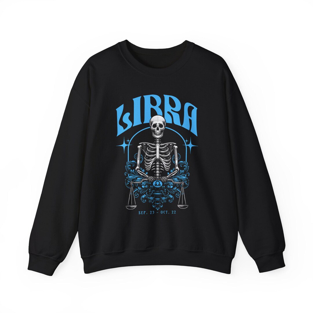 Libra Zodiac Sign Vintage Gothic Skeleton Graphic Sweatshirt - Etsy