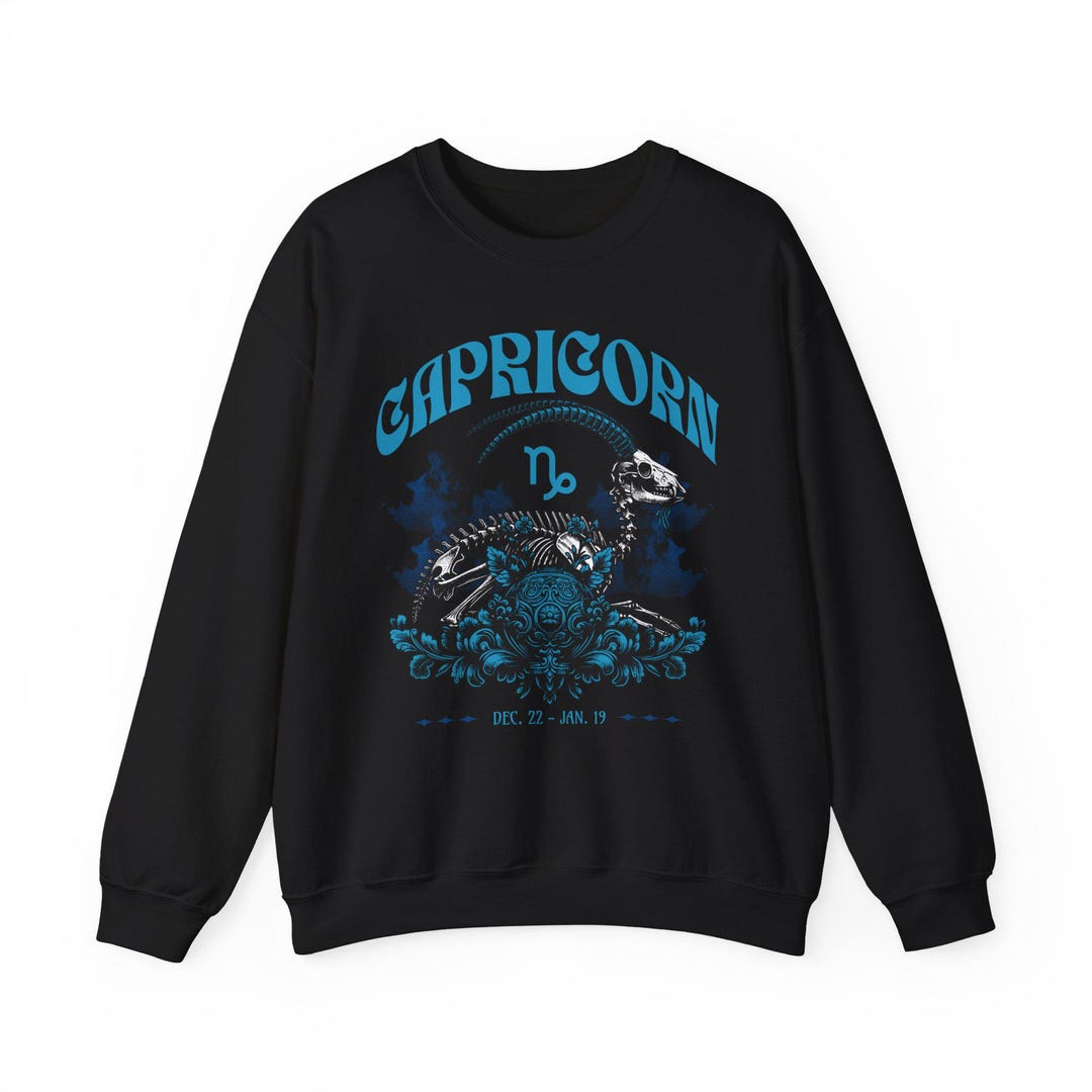 Capricorn Zodiac Sign Vintage Gothic Skeleton Graphic Sweatshirt - Etsy