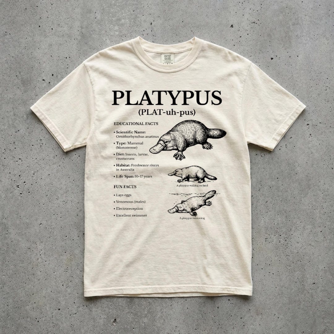 Platypus Infographic Tee, Field Study Illustration, Vintage Natural ...