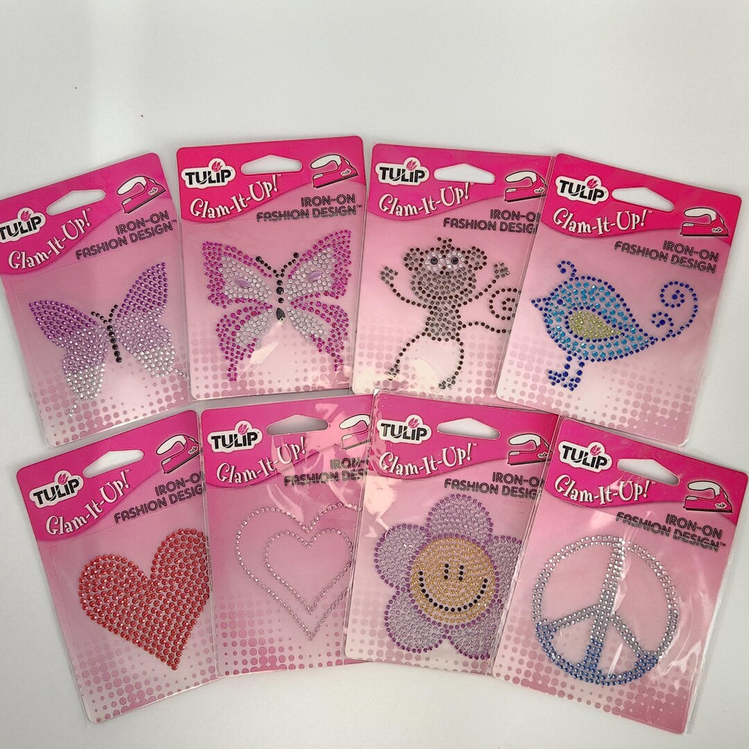 Rhinestone Iron on Applique: Hearts, Flowers, Birds, Butterflies ...