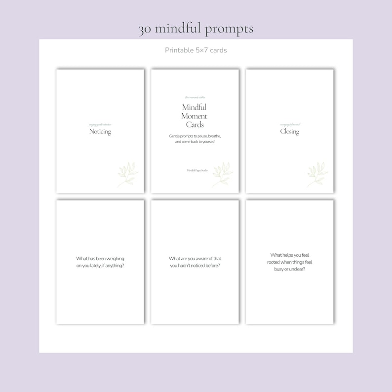 Mindful Moment Cards | Printable Mindfulness Prompts | Calm Reflection ...