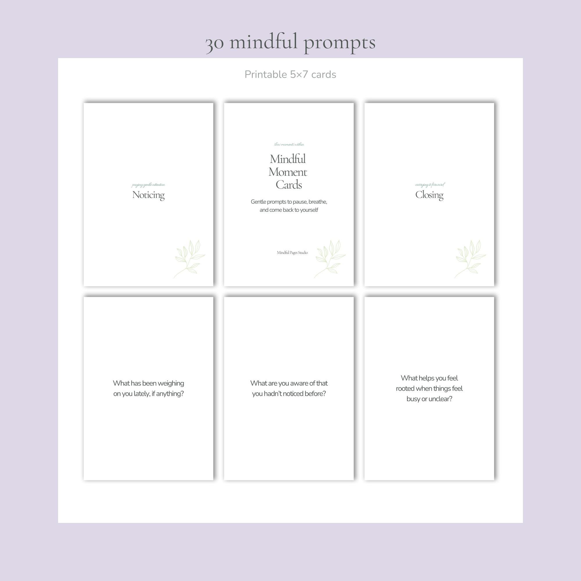 Mindful Moment Cards | Printable Mindfulness Prompts | Calm Reflection ...