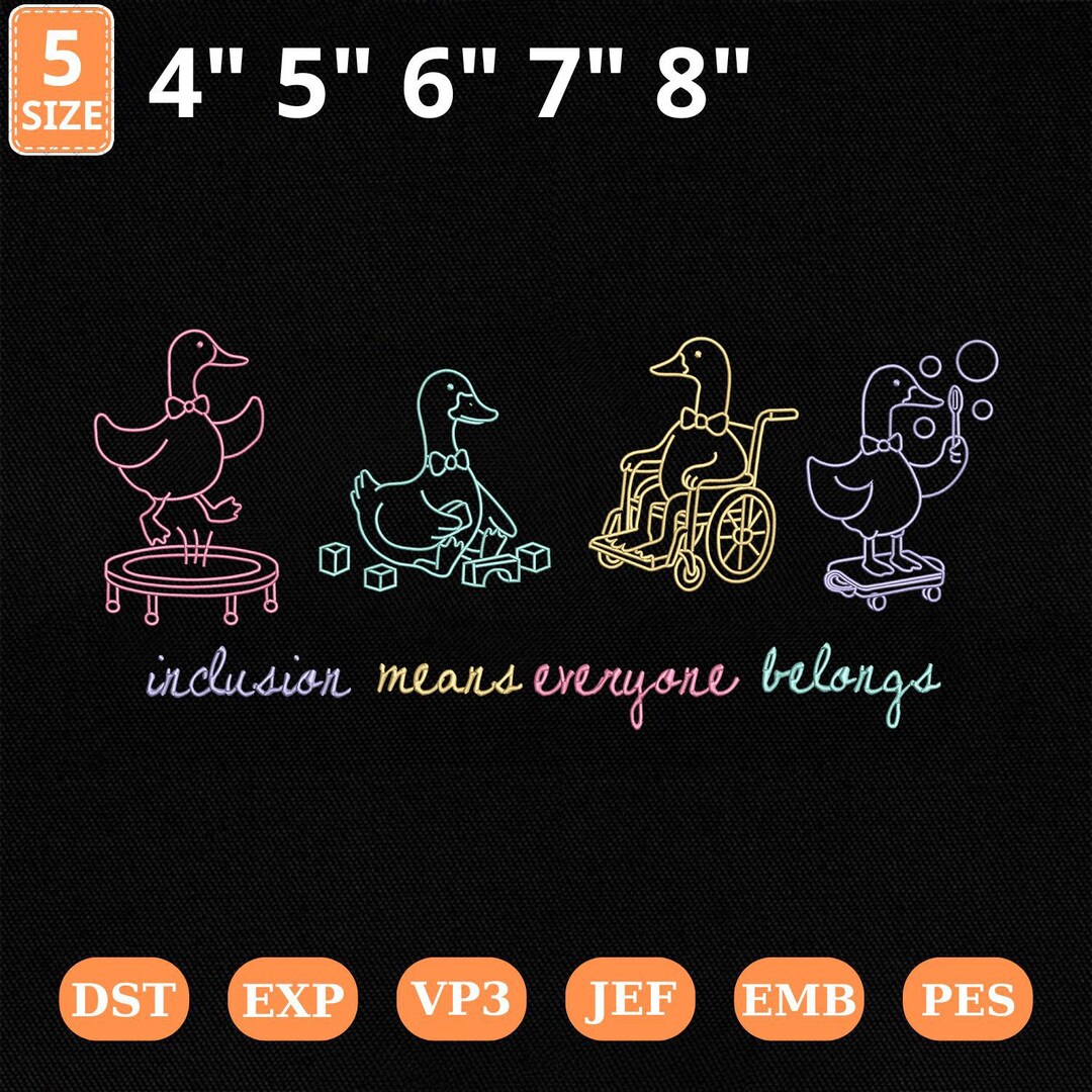Inclusion Goose Machine Embroidery Design, Neurodiversity Art (digital ...
