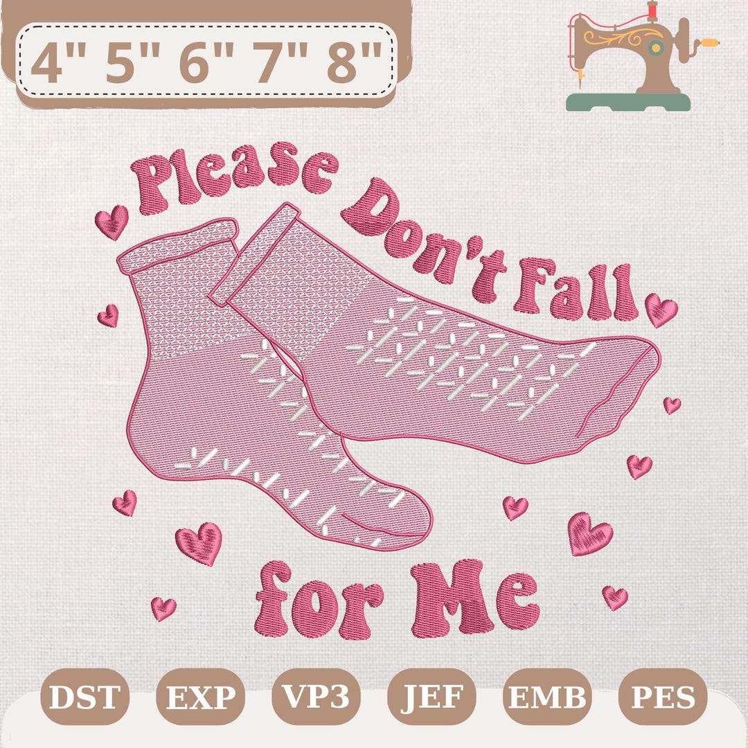 Please Don't Fall for Me Machine Embroidery File, Cute Valentine Pink ...