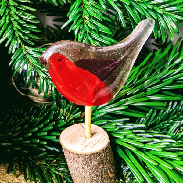 Glass Robin Ornament - Etsy UK